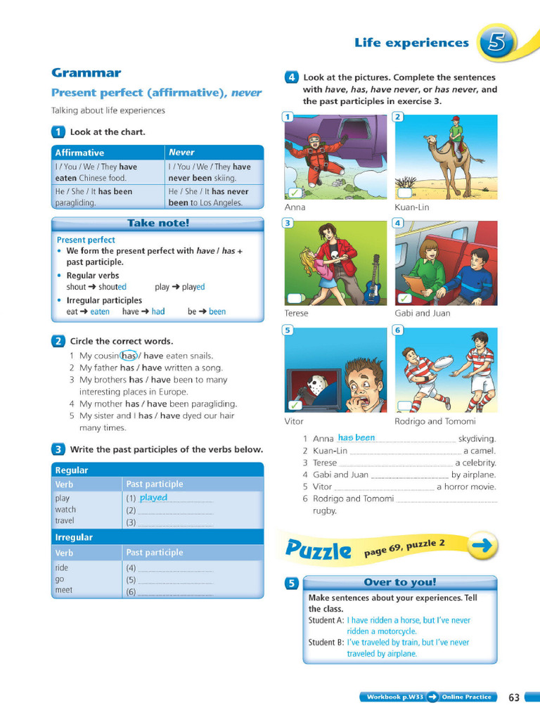 Present Perfect - Life Experiences - 230925 - 135723 | PDF