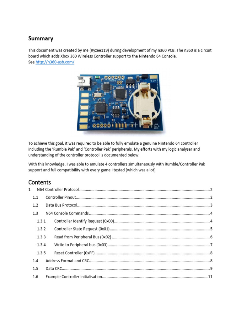 N64 Controller Protocol | PDF