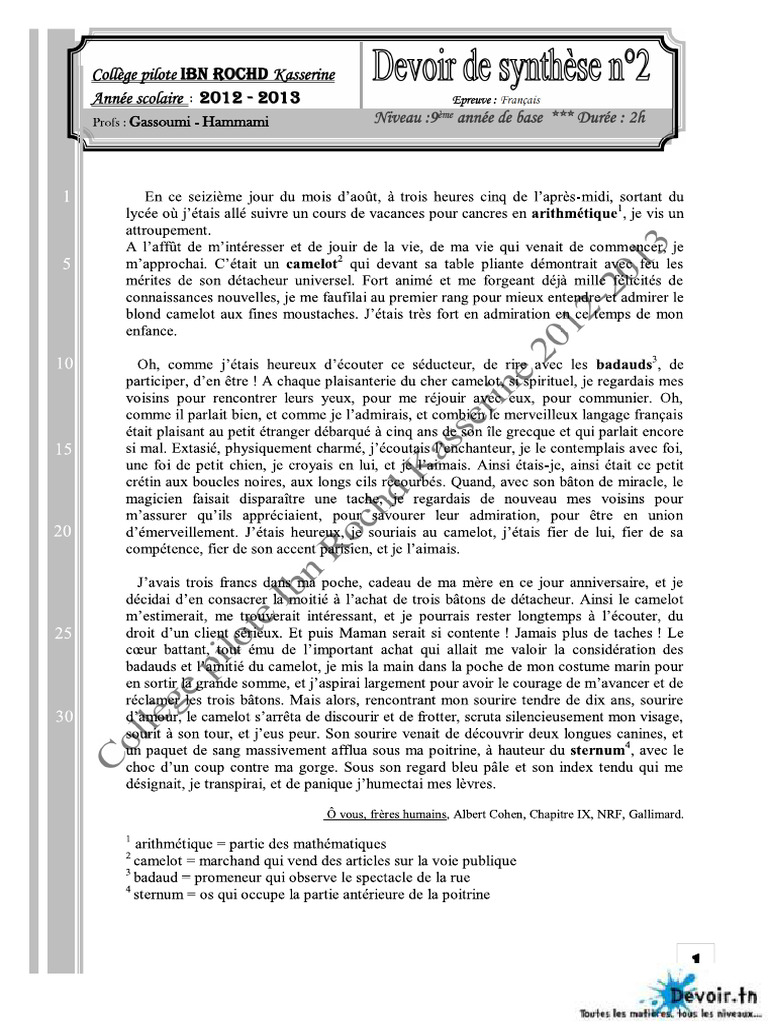 Devoir de Synthèse N°2 2012 2013 (Gassoumi Mohamed Lazhar Et Hammami ...