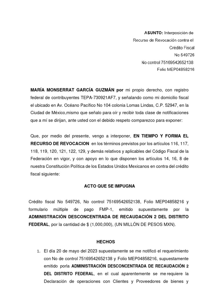 Escrito de Revocación | PDF