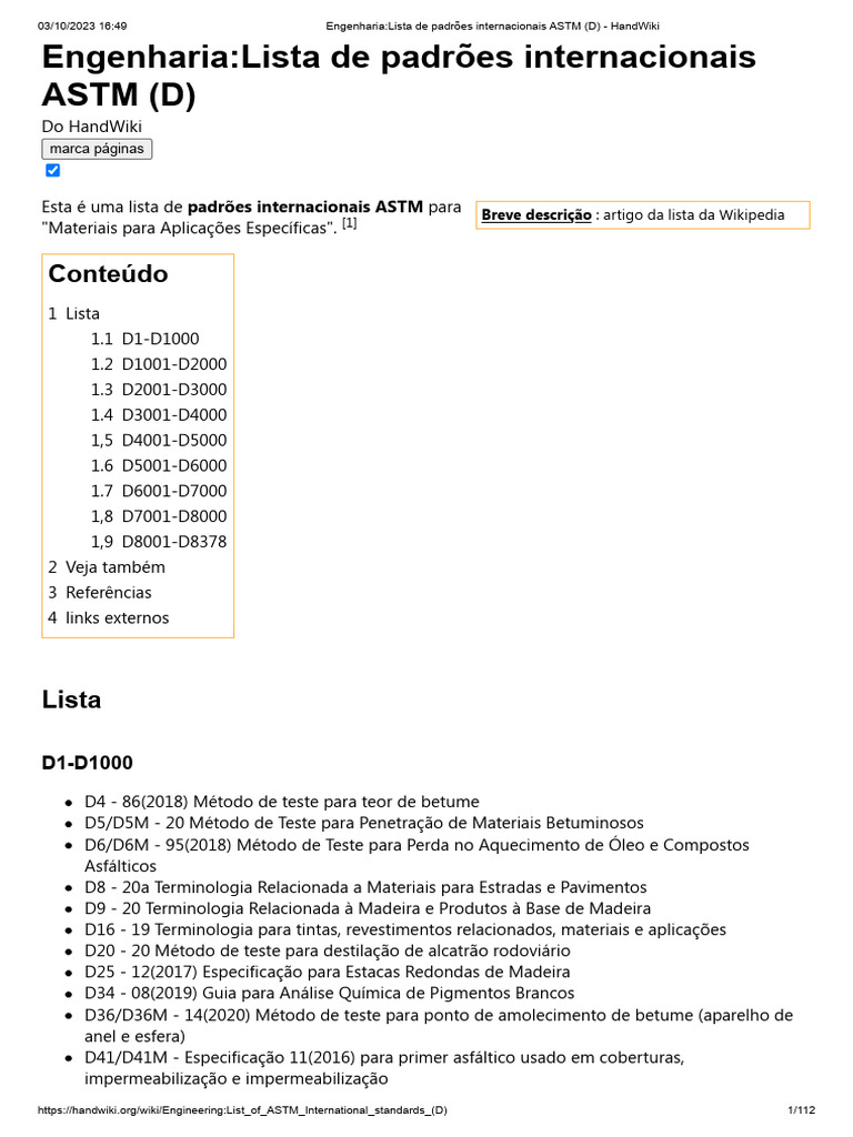 ASTM D (Menos D4001-D5000, D5001-6000 e D6001-7000) | PDF