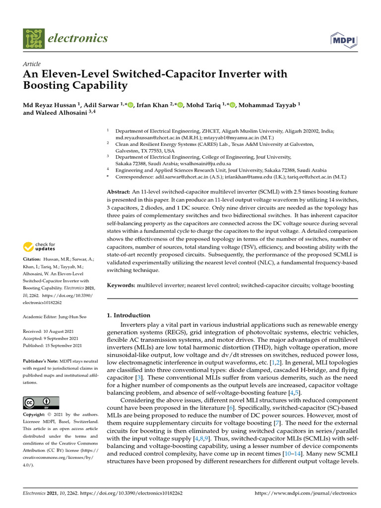 An Eleven-Level Switched-Capacitor Inverter With Boosting Capability ...