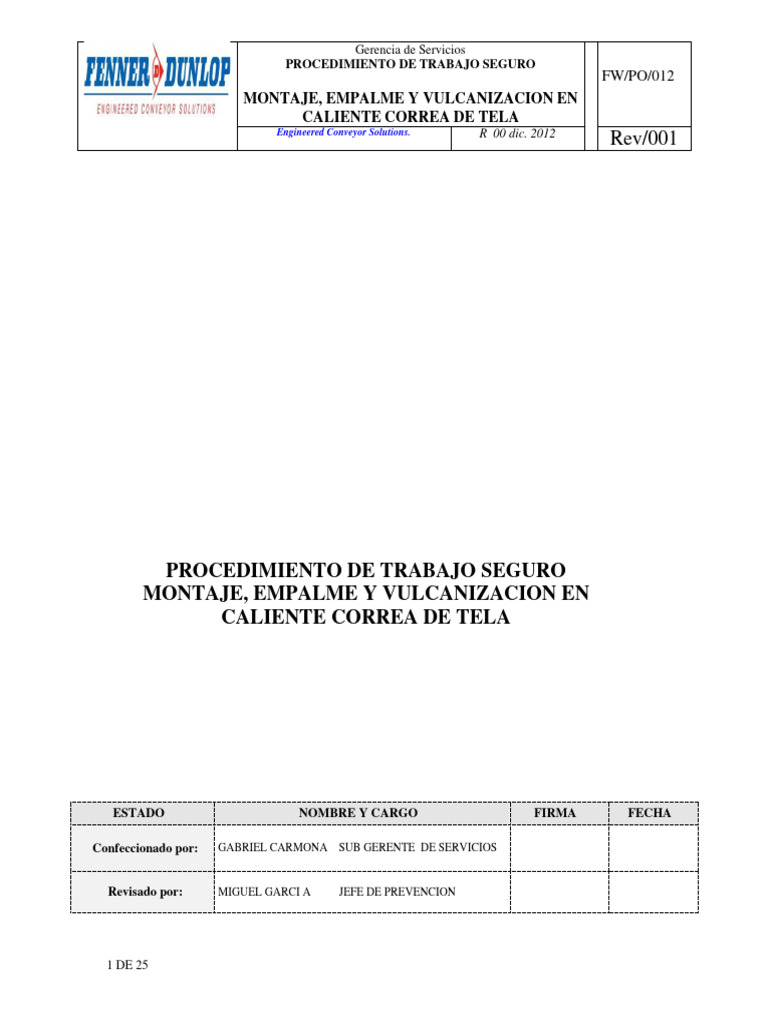 Cambio Empalme y Vulcanizado Correa de Tela | PDF