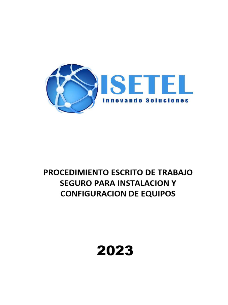 Isetel-SGSST-PR-001 PROCEDIMIENTO ESCRITO DE TRABAJO SEGURO PARA ... Isetel-SGSST-PR-001 PROCEDIMIENTO ESCRITO DE TRABAJO SEGURO PARA ...