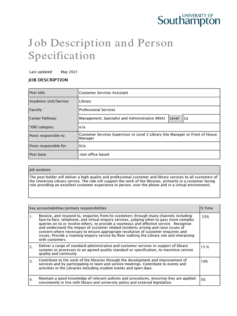 MSA Level 2a - Customer Services Assistant | PDF | Career & Growth