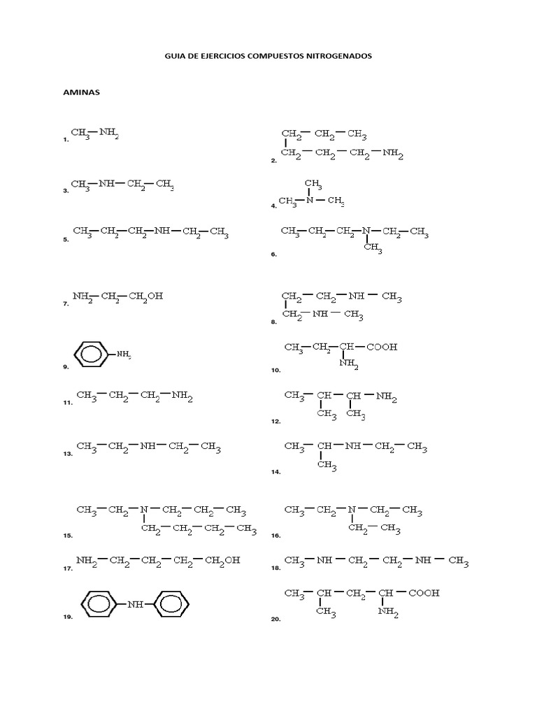 Guia de Ejercicios Comp Nitrogenados | PDF