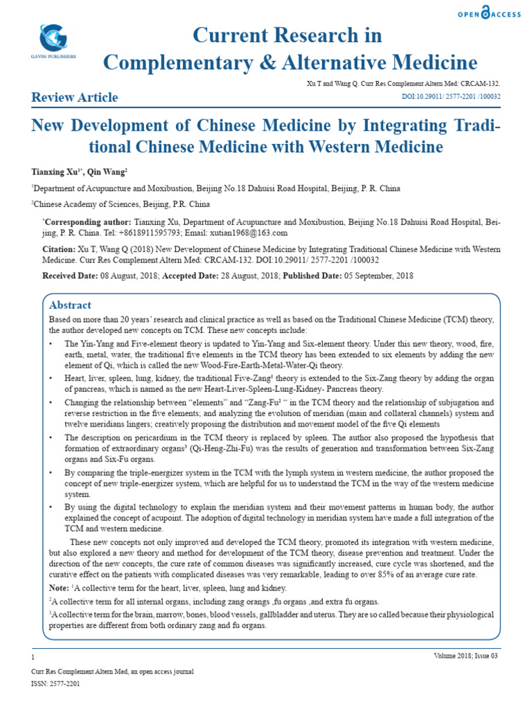 Current Research in Complementary & Alternative Medicine | PDF ...