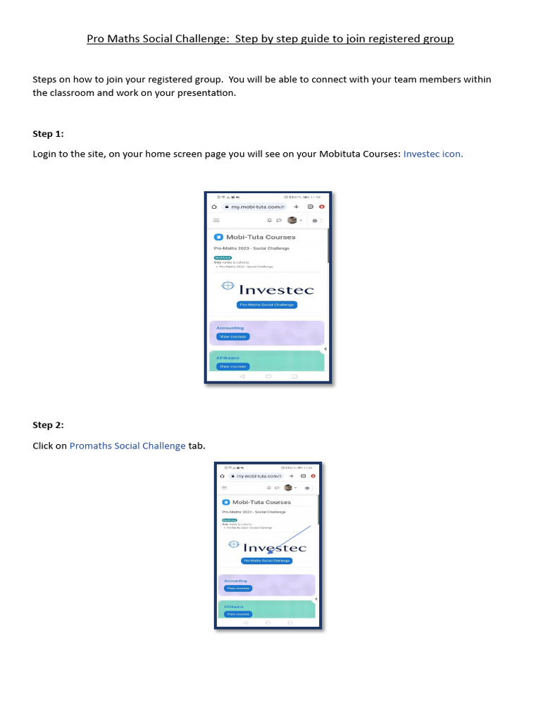 Pro Maths Social Challenge - Step by Step Guide | PDF