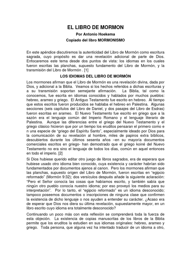 El Libro de Mormon. | PDF | Libro de Mormón | Biblia