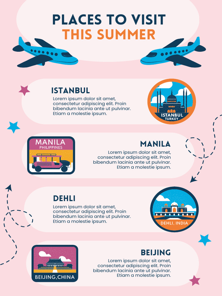 Colorful Illustrative Summer Travel Infographic Poster | PDF