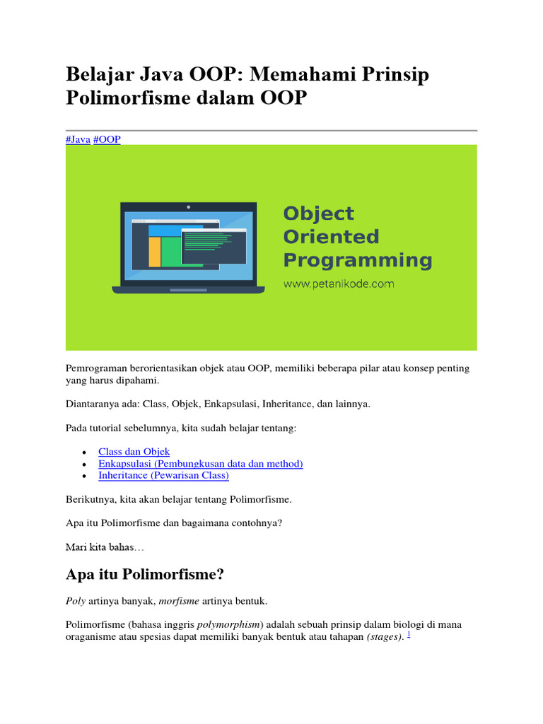 Belajar Java Oop Polymorfisme Pdf