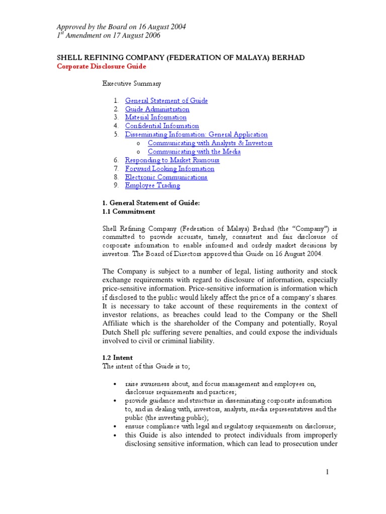 Corporate Disclosure Policy | Insider Trading | Board Of Directors