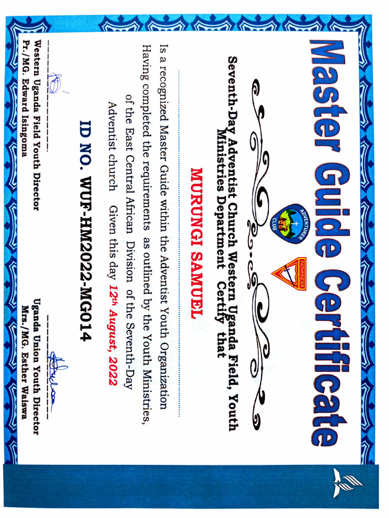 Master Guide Certificate - Uganda 2022 | PDF