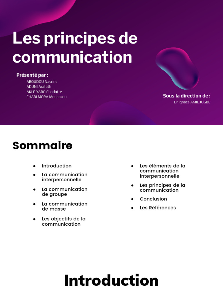 Les Principes de Communication | PDF