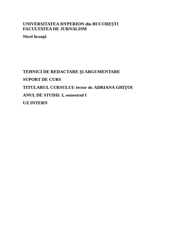 Tehnici de Redactare Si Argumentare | PDF