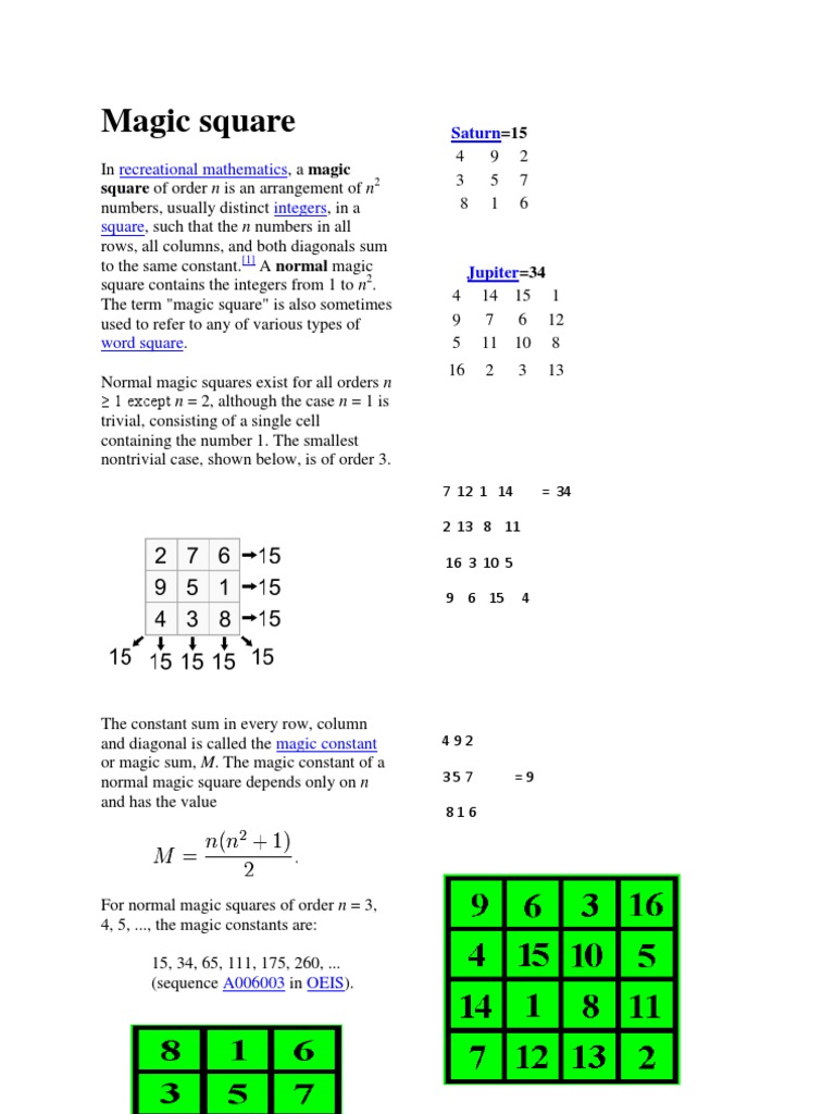 Magic Square | PDF