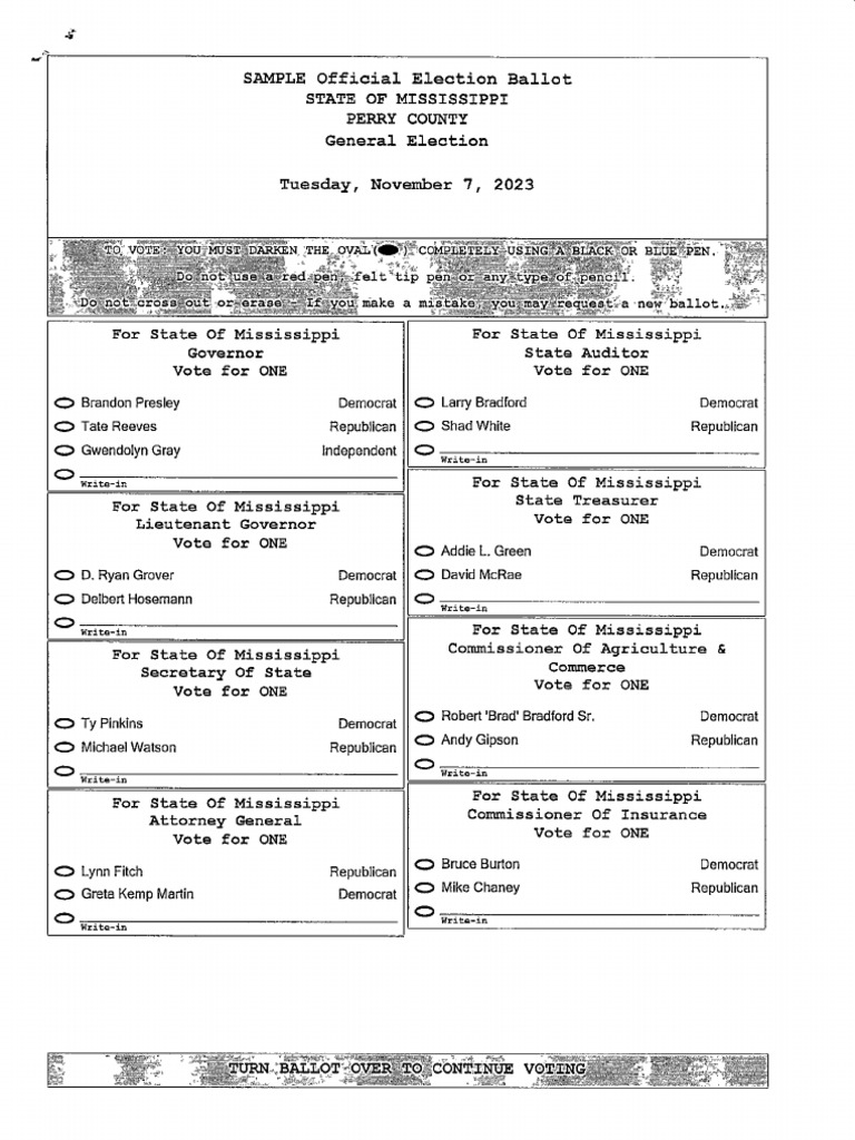 Perry County - Sample Ballot | PDF