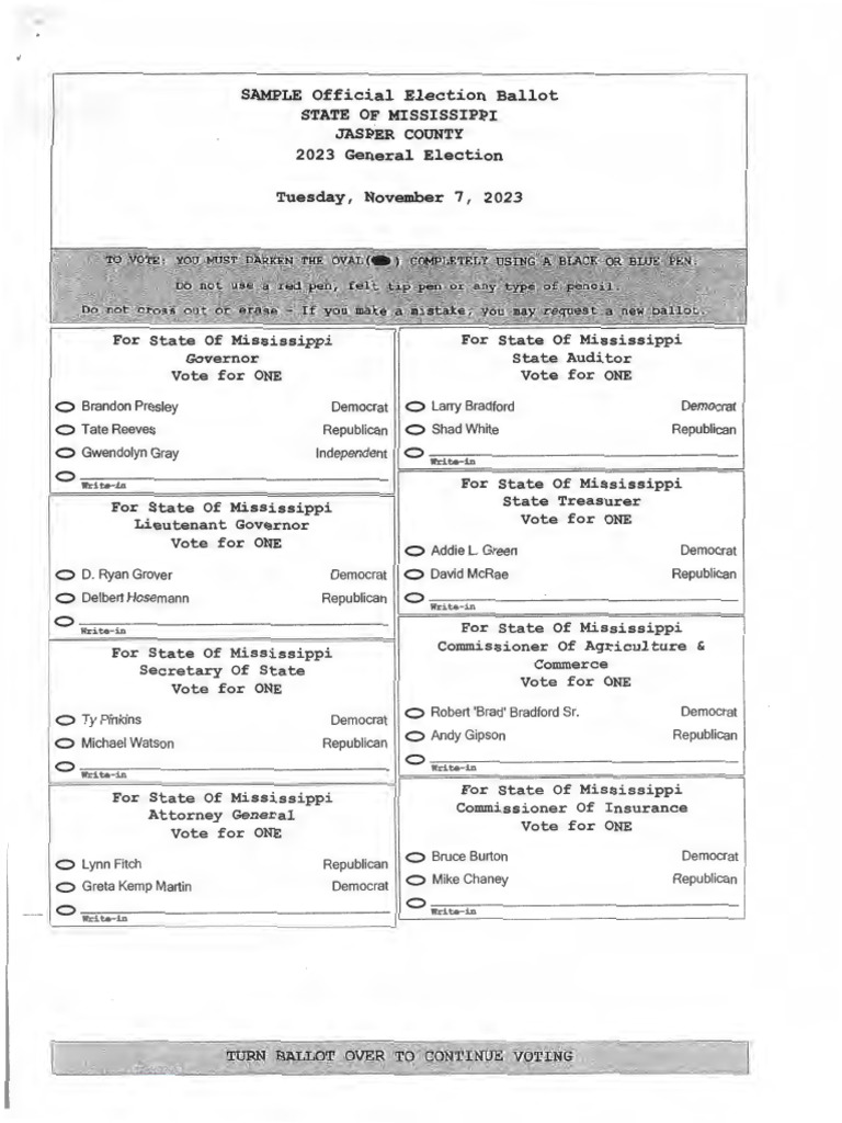 Jasper County 2023 Election Ballot | PDF