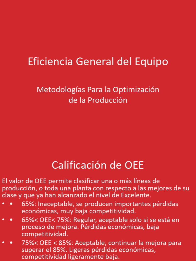 Ejemplos de Cálculo de OEE | PDF | Tecnología