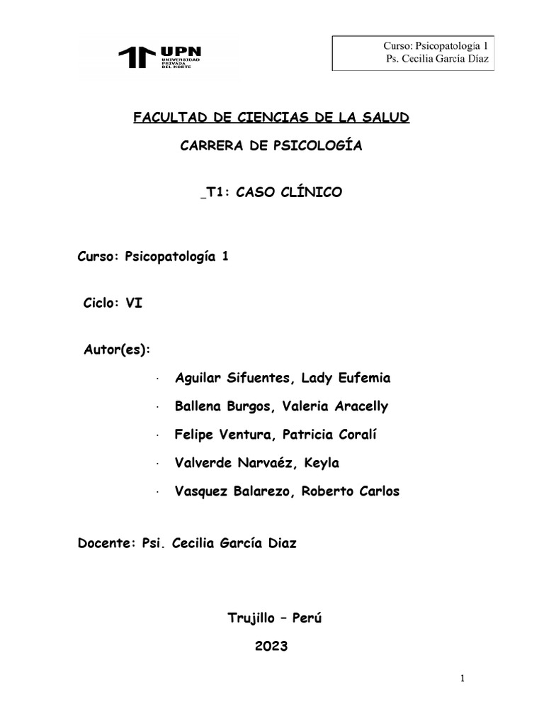 Evaluaciónt1 Casoclínico Grupo2 | PDF