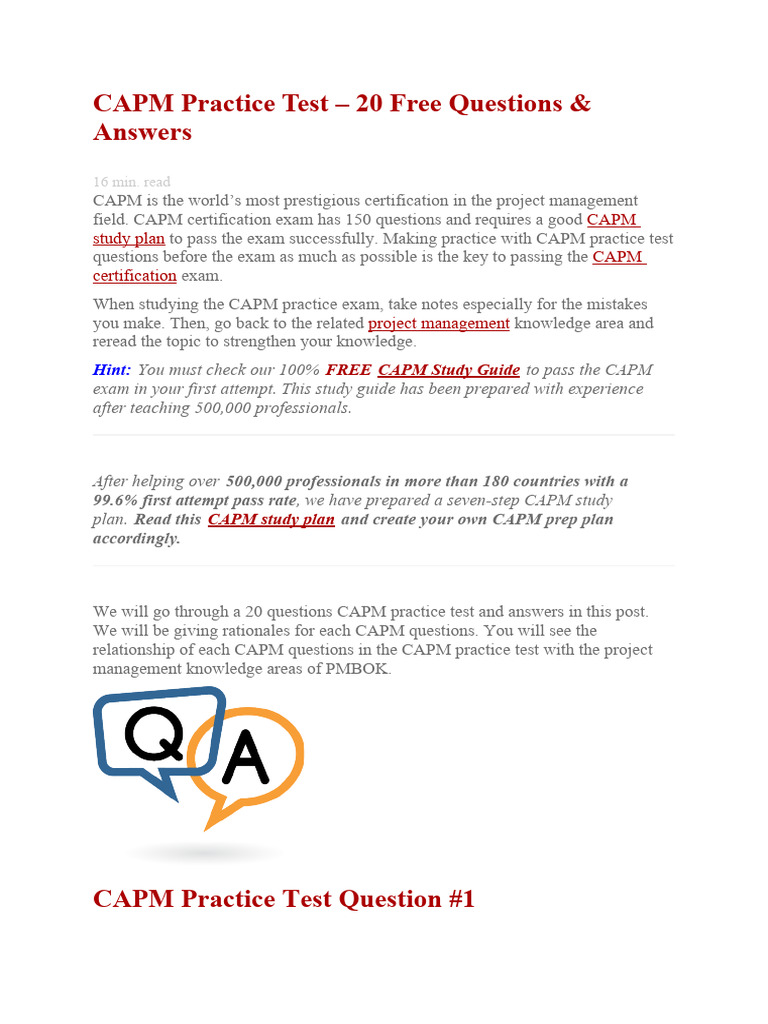 CAPM Practice Test | PDF