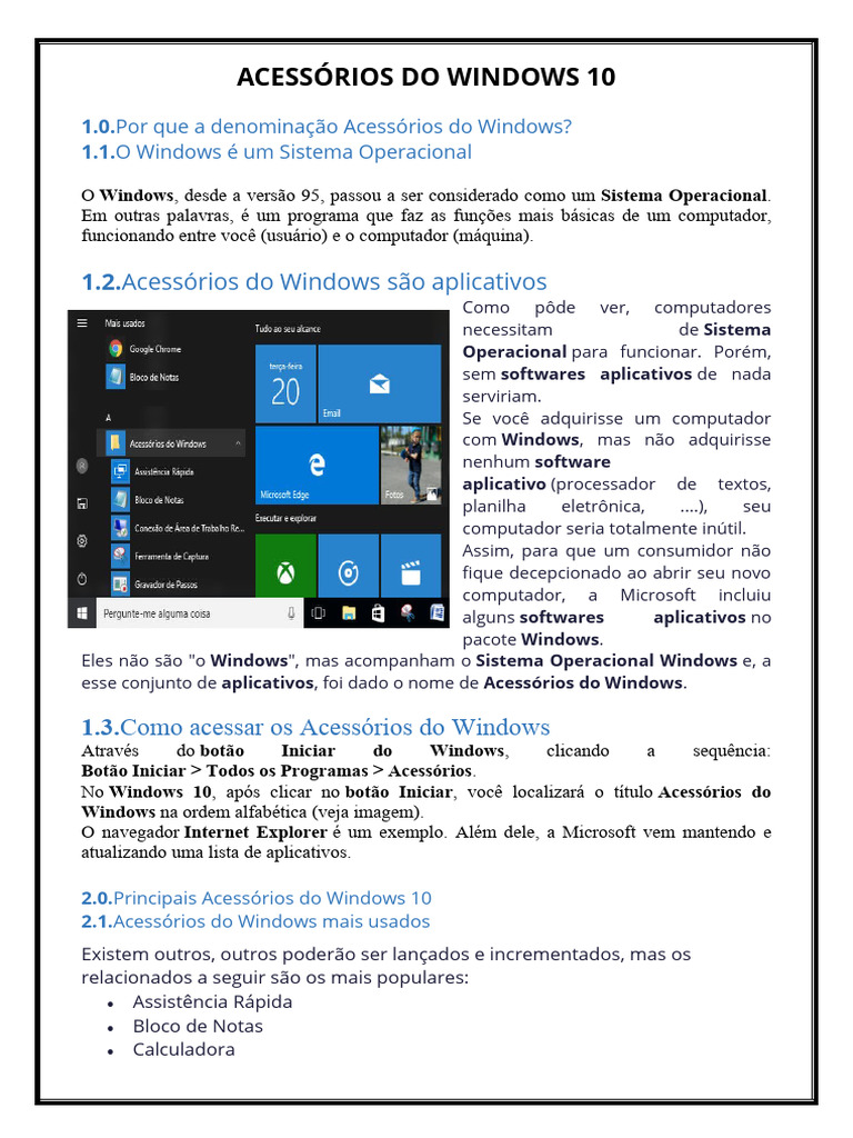 Acessórios Do Windows 10 | PDF | Microsoft Windows | Windows 10
