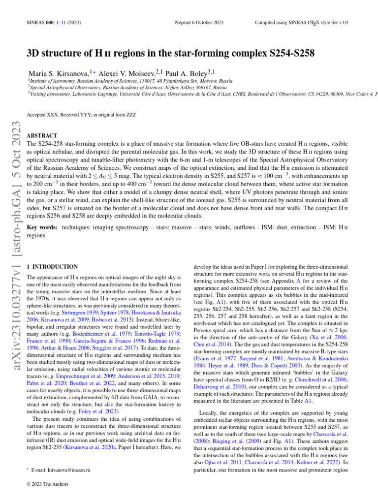 3D Structure of H II Regions in The Star-Forming Complex S254-S258 ...