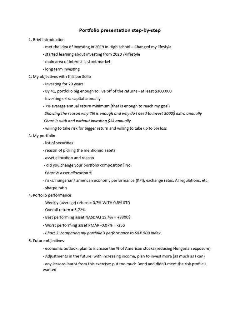 Script For Advanced Portfolio Presentation | PDF