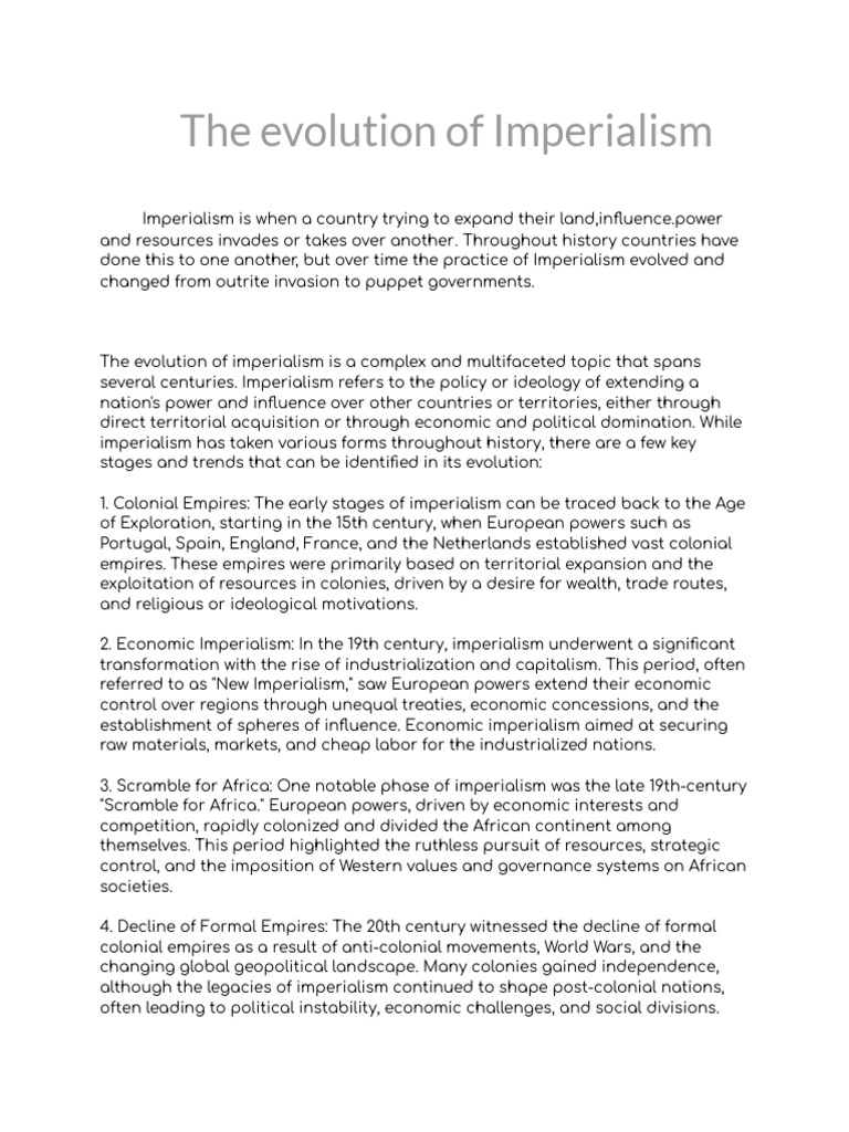 The Evolution of Imperialism | PDF | Imperialism | Colonialism