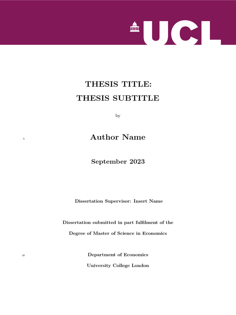 Ucl MSC Economics Thesis Template | PDF | Thesis | Tullii