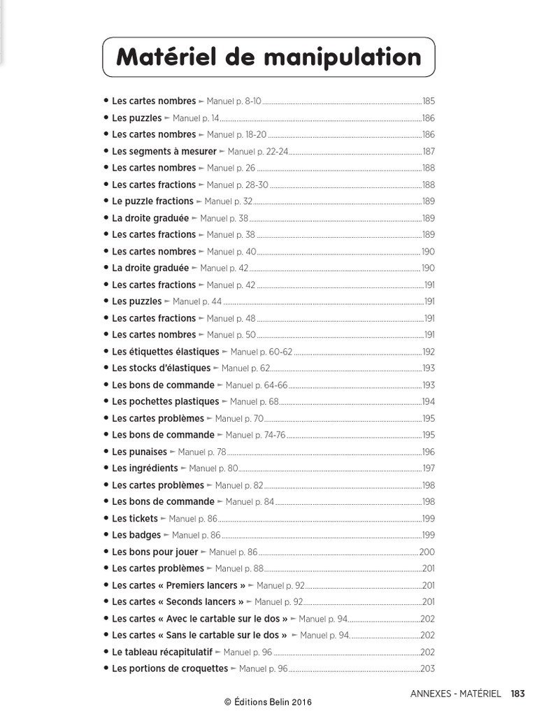 J'aime les maths CM1 Belin: Materiel de Manipulation | PDF