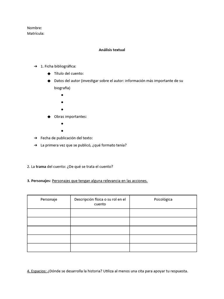 Análisis Textual | PDF | Cuentos