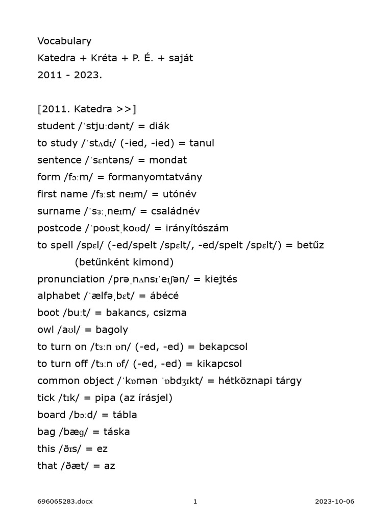 Vocabulary 1123 20230901 | PDF