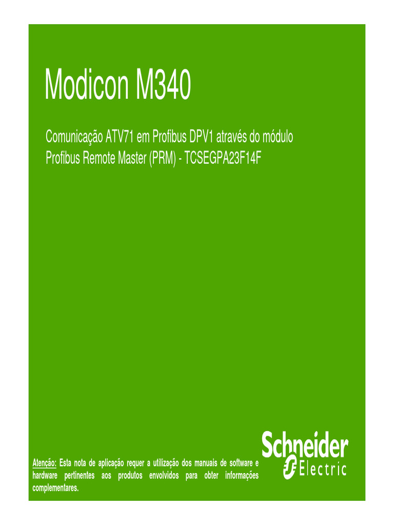 Modicon M340. Comunicação ATV71 em Profibus DPV1 Através Do Módulo ...