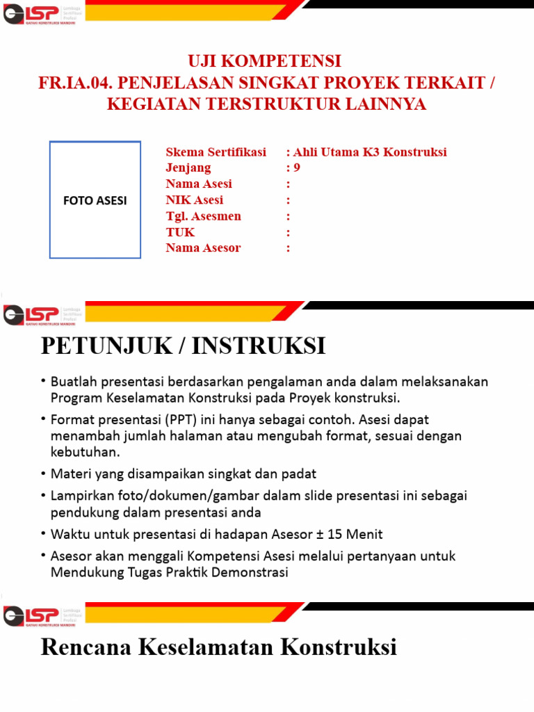 Format Presentasi K3 Konstruksi | PDF