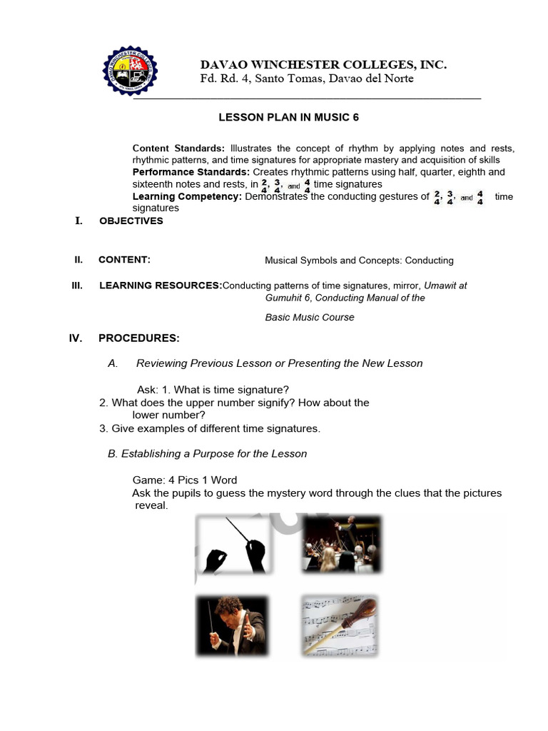 Music 6 Lesson Plan | PDF