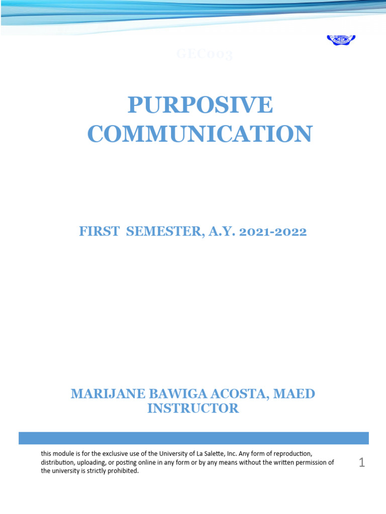 Modules 1 2 - GEC 003 | PDF | Communication | Nonverbal Communication