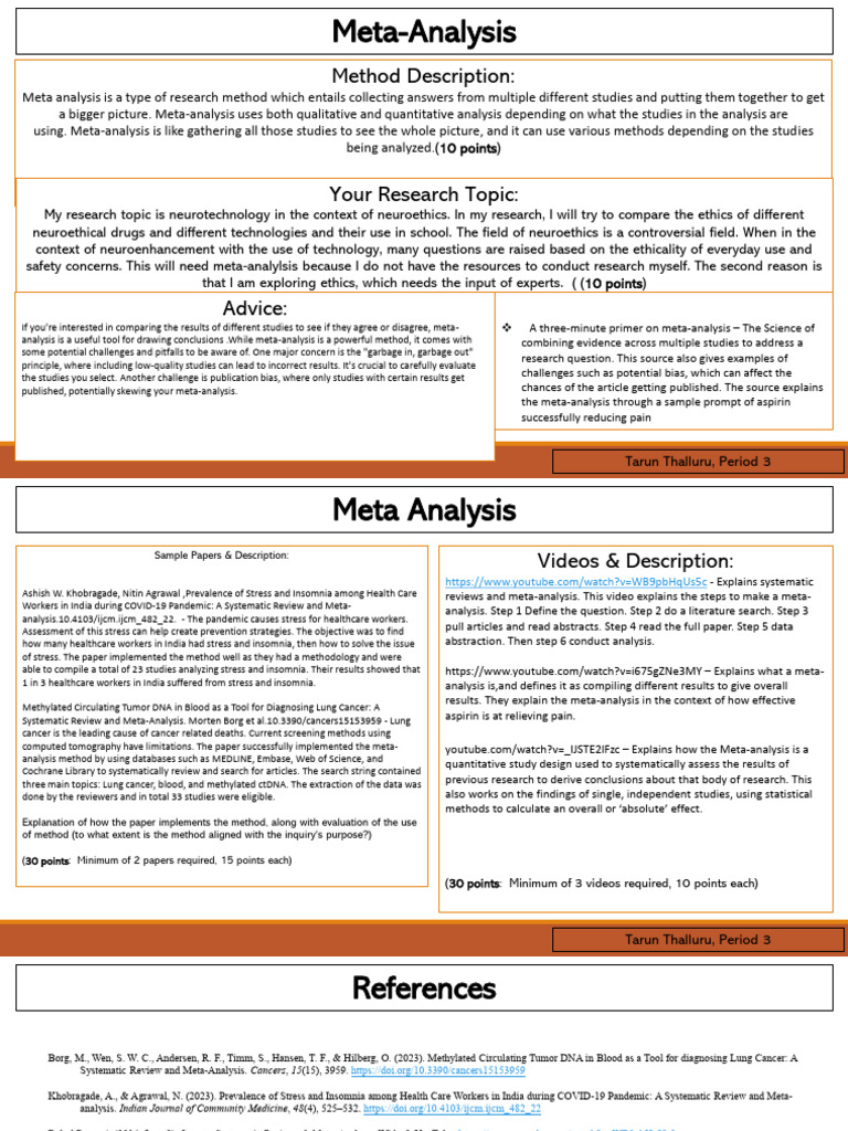 Thalluru Tarun Meta-Analysis Summary | PDF | Meta Analysis | Systematic Review