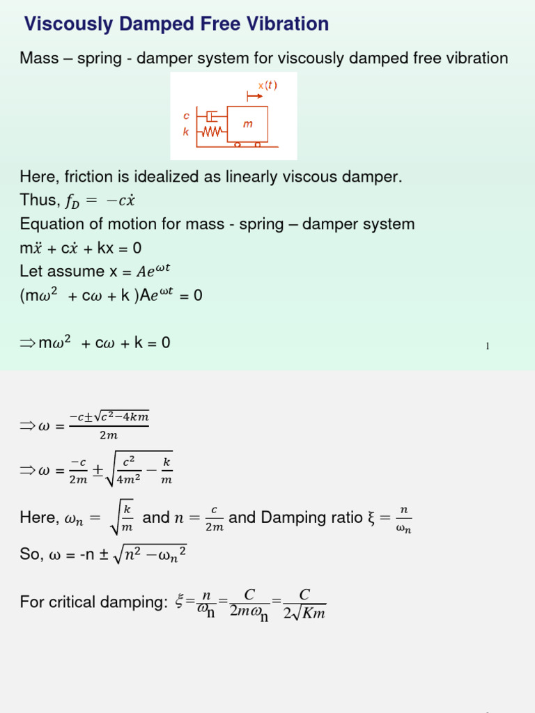 Lecture 5-8 Viscously Damped Free Vibration | PDF
