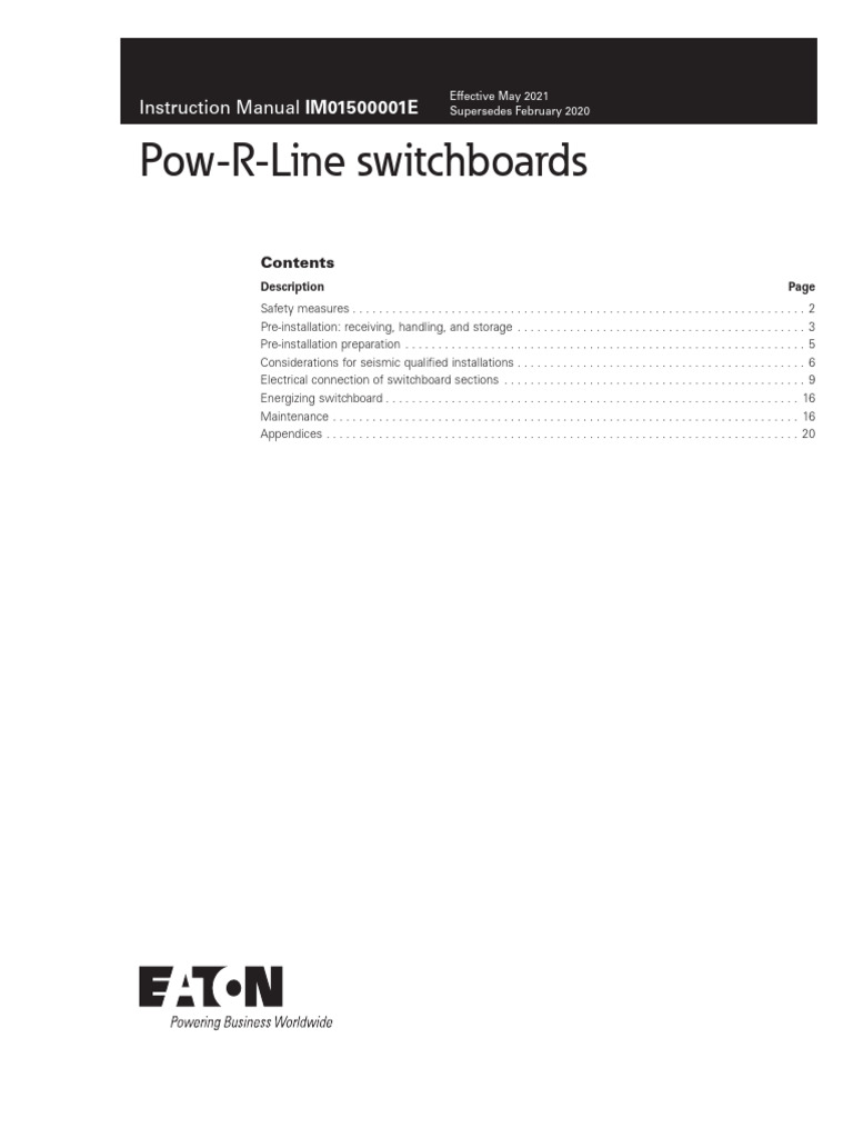 pow-r-line-switchboard-manual-im01500001e | PDF