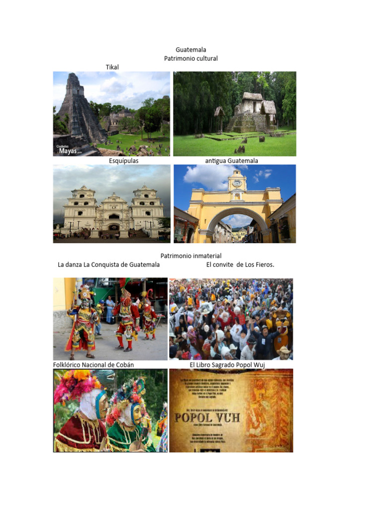 Patrimonio Cultural e Imaterial Guatemala | PDF