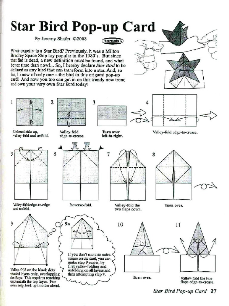 Origami Star Bird Pop-Up Card | PDF