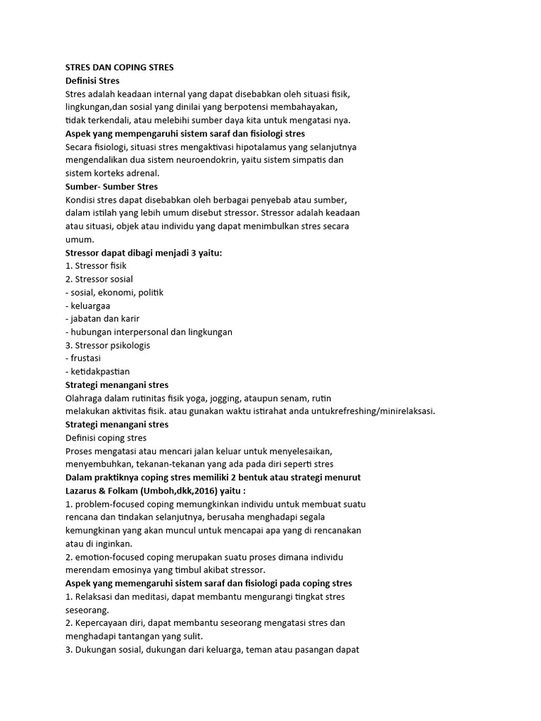 3 Stres Dan Coping Stres | PDF