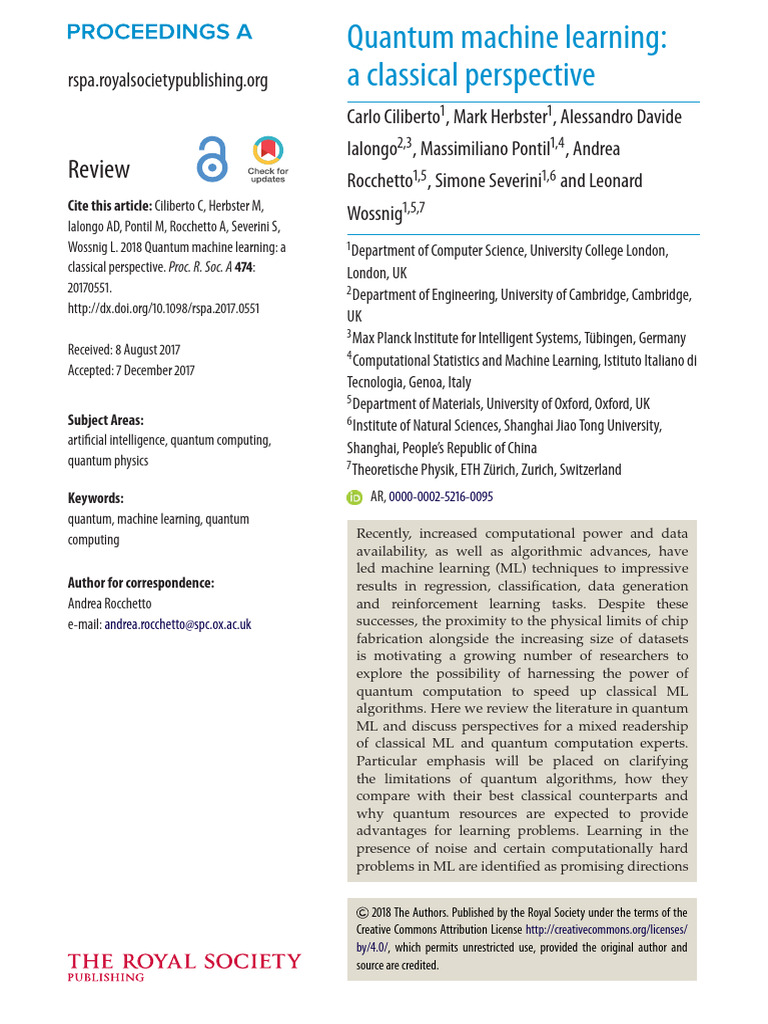 QML Review Severini | PDF | Matrix (Mathematics) | Machine Learning