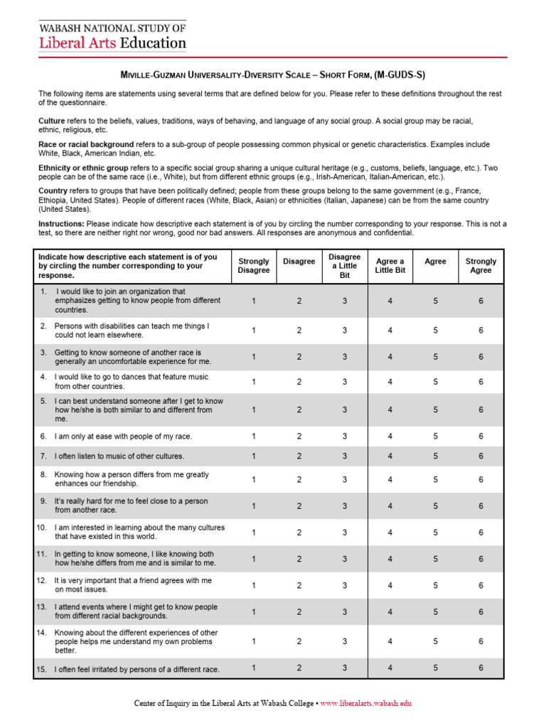 Miville-Guzman Diversity Scale Overview | PDF | Race And Ethnicity In ...