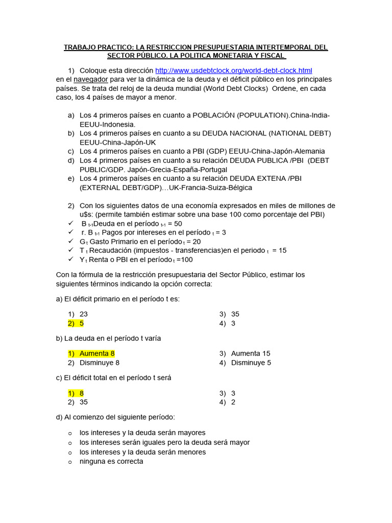 Tarea La Restriccion Presupuestaria Intertemporal Del Sector Público ... Tarea La Restriccion Presupuestaria Intertemporal Del Sector Público ...