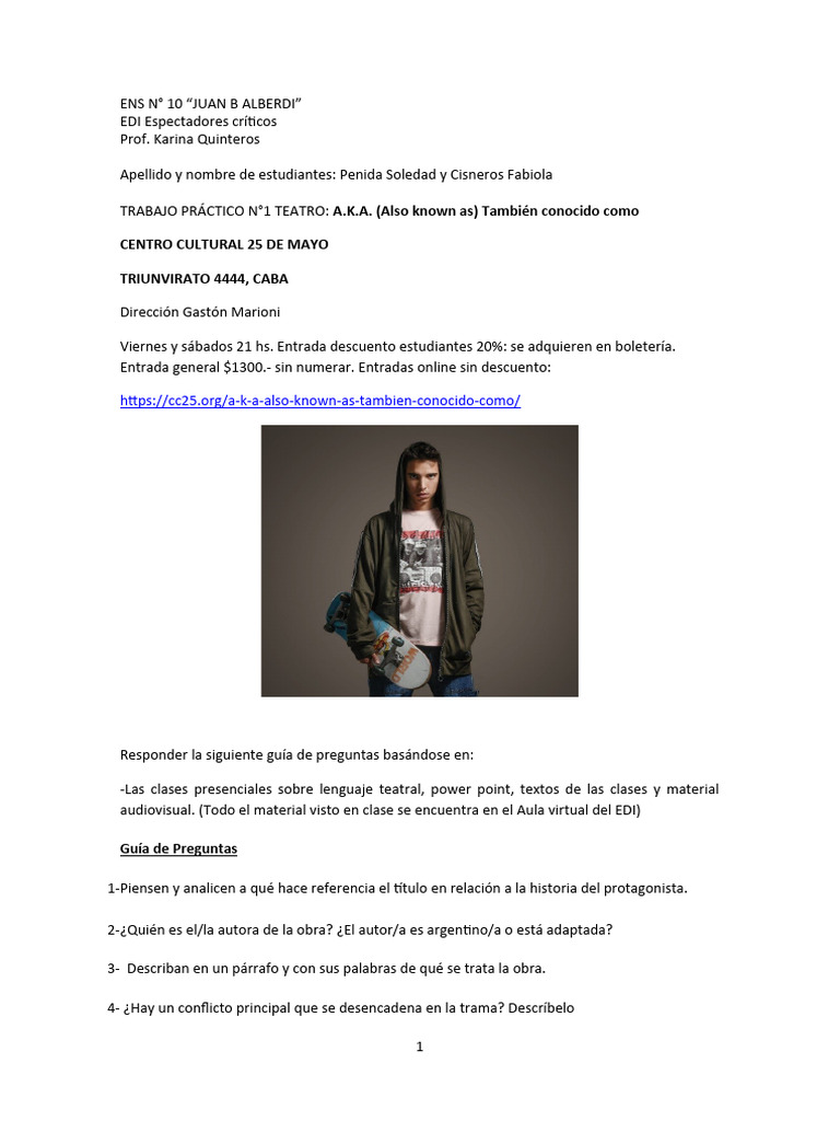 TP1 - AKA - Espectadores Críticos | PDF | Teatro