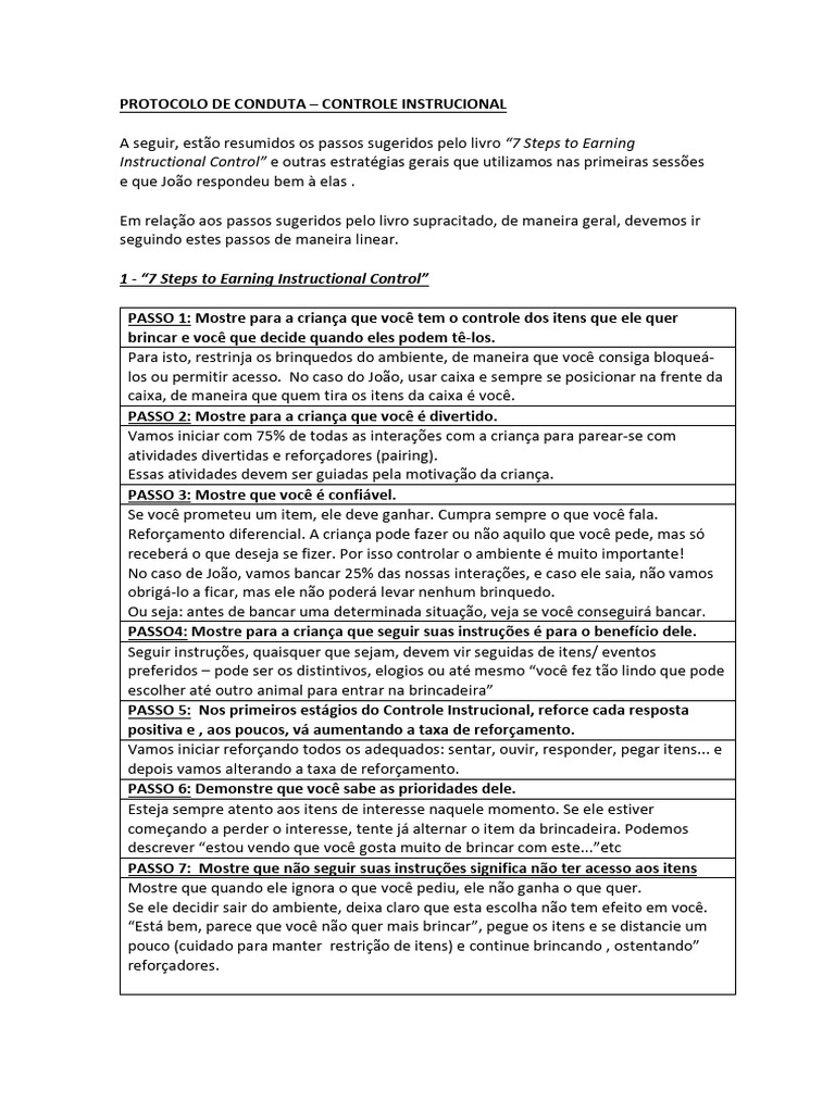 Protocolo de Conduta 7 Steps | PDF