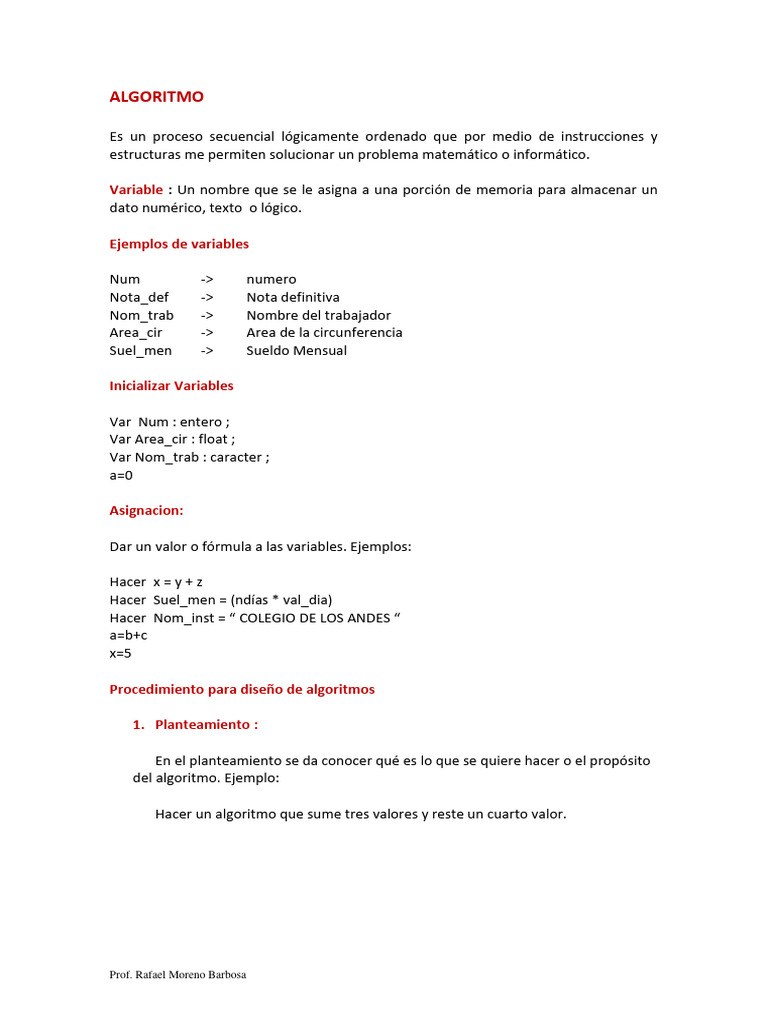 Algoritmos Pdf Algoritmos Variable Informática 
