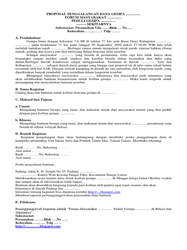 proposal-penggalangan-dana-gempa-sumatera-barat | PDF